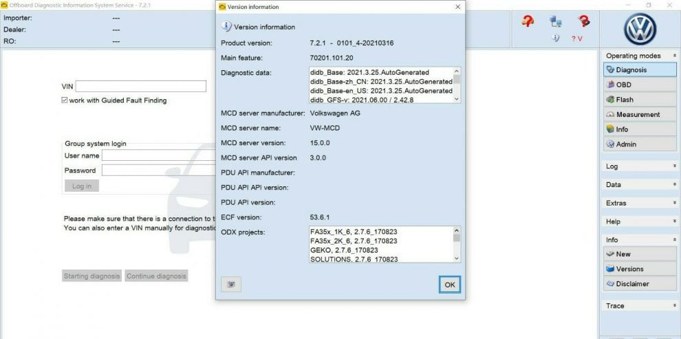 VW ODIS Service 7.2.1 Offboard Diagnostic Information System Service ...